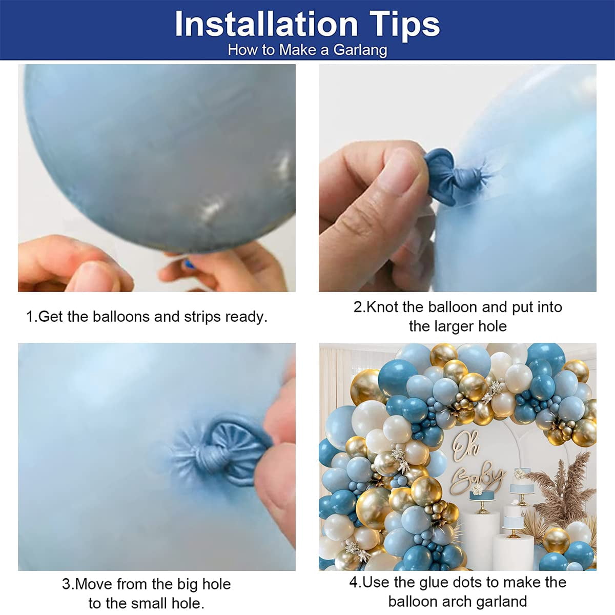 Dusty Balloons AJH3 Garland Kit, Fog Royal Pastel Sand White Metallic ...