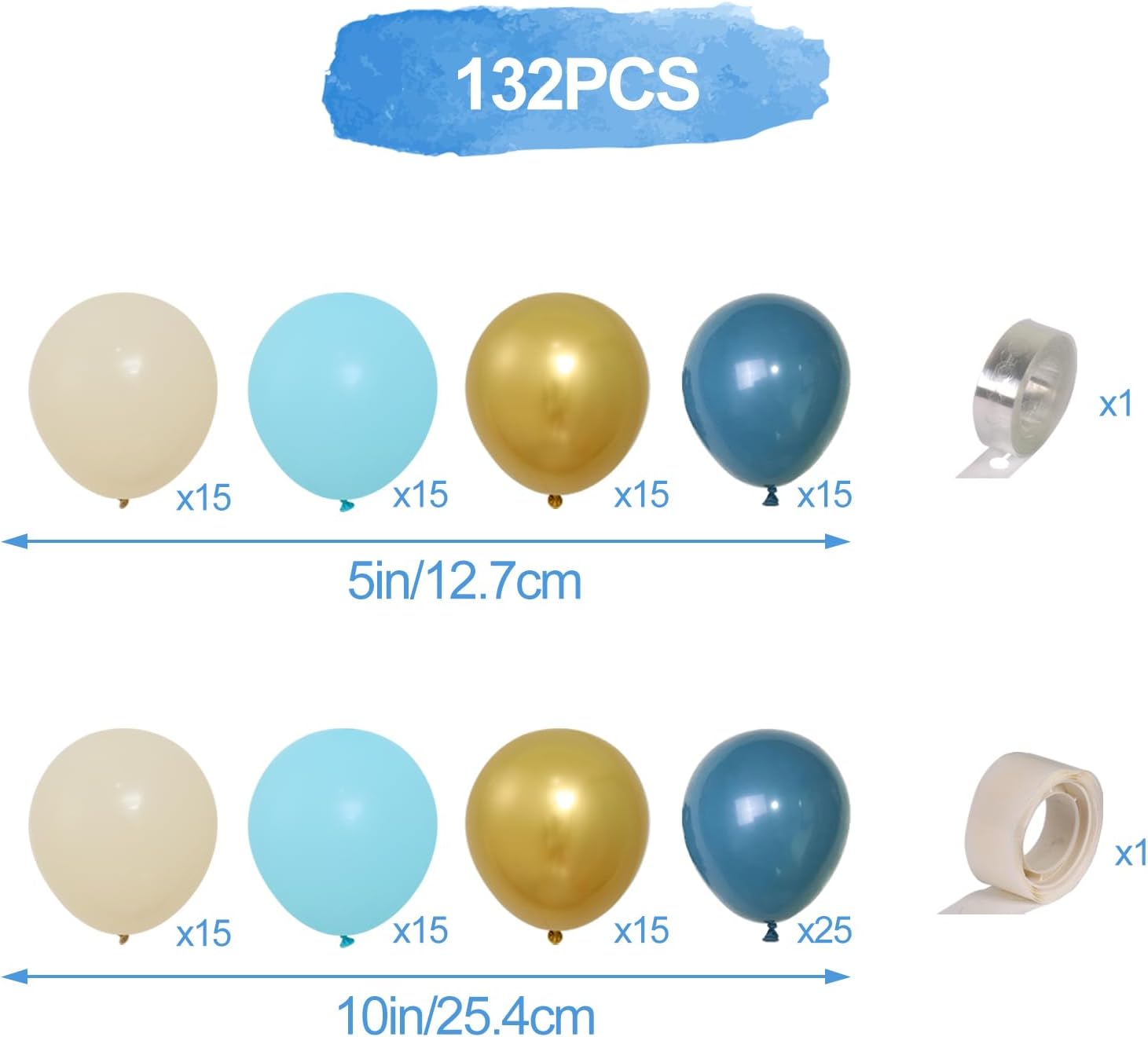 Dusty Blue Baby Shower Balloon Arch Garland Kit,Sand White Metallic Gold Du - Walmart.com