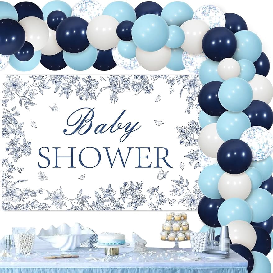 Dusty Blue Baby Shower Decorations - Chinoiserie Baby Shower Backdrop ...
