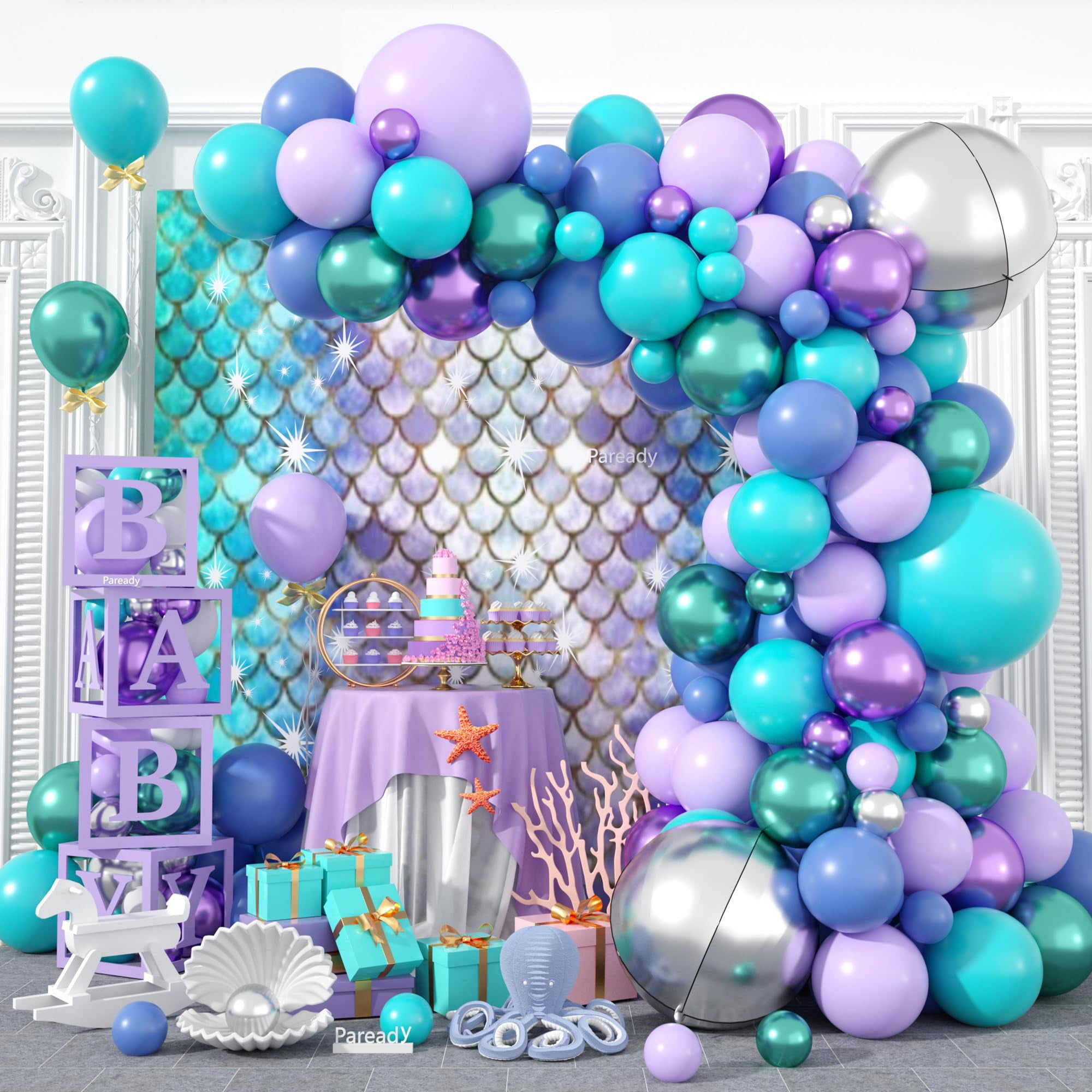 Dusty Blue Balloon Arch Kit, 120pcs Blue White Balloon Garland Kit, Metallic Sand Gold Balloons ...