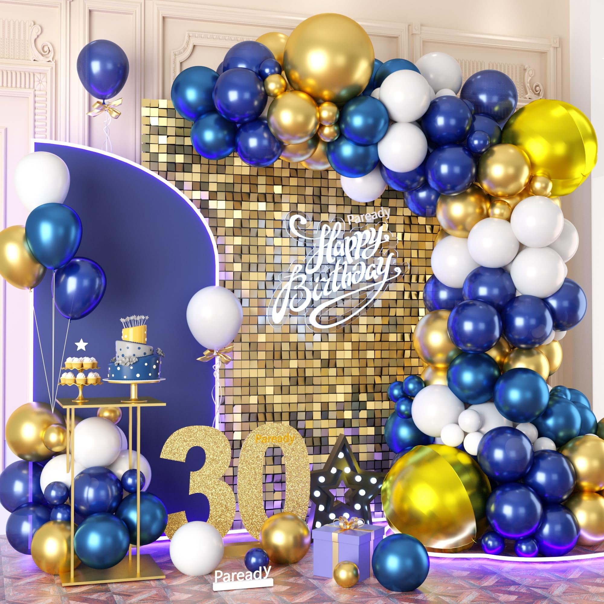 Dusty Blue Balloon Arch Kit, 120pcs Blue White Balloon Garland Kit, Metallic Sand Gold Balloons ...