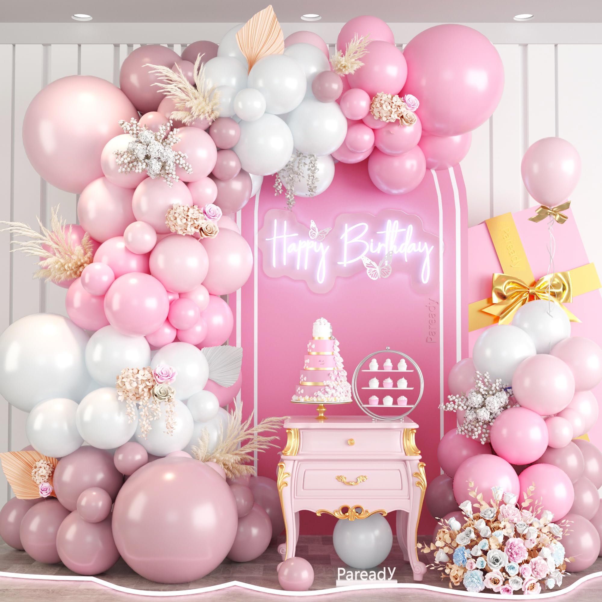 Dusty Blue Balloon Arch Kit, 120pcs Blue White Balloon Garland Kit, Metallic Sand Gold Balloons ...