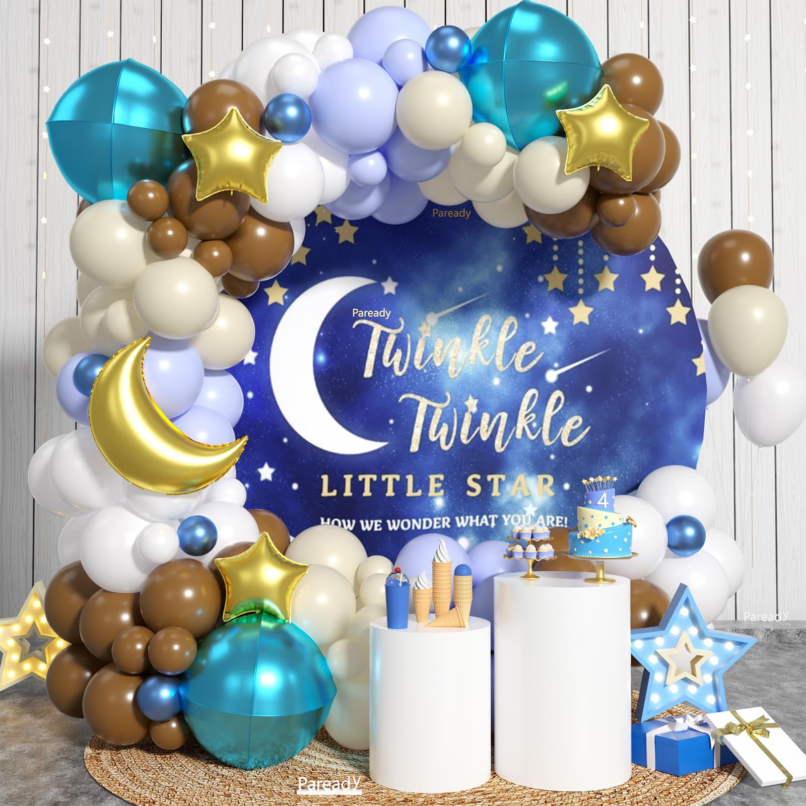 Dusty Blue Balloon Arch Kit, 120pcs Blue White Balloon Garland Kit, Metallic Sand Gold Balloons ...