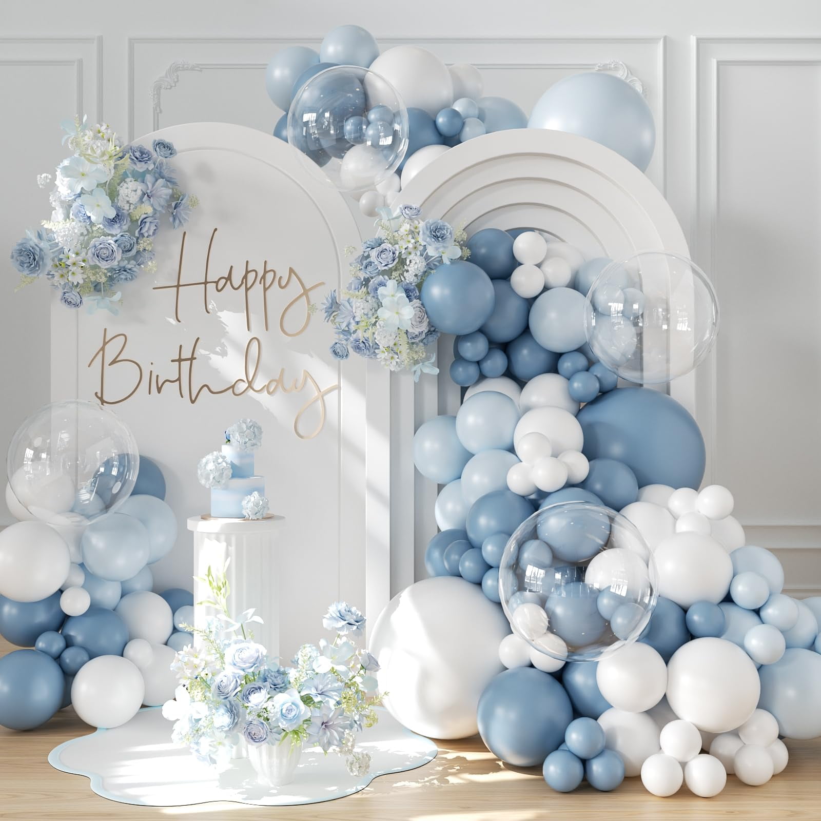 Dusty Blue Balloon Arch Kit 132Pcs Dusty Blue and White Balloon Arch Garland Kit Include Dusty ...