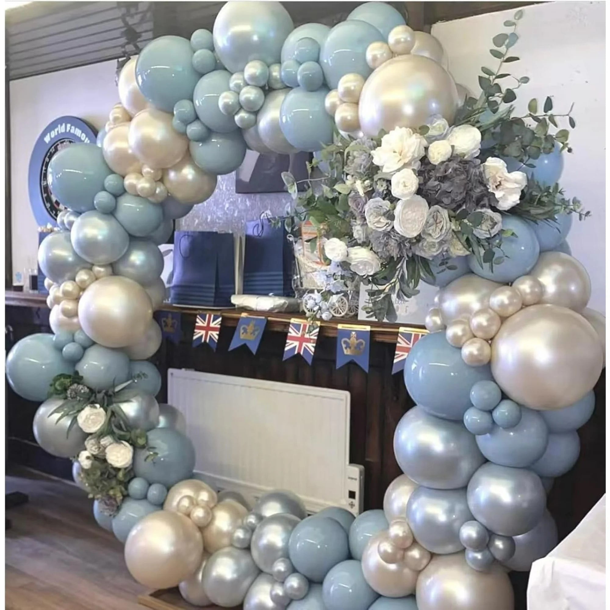 Dusty Blue Balloon Arch Kit | Double-Stuffed 18/12/10/5 Inch Slate Fog & Pearl Sand Balloons ...