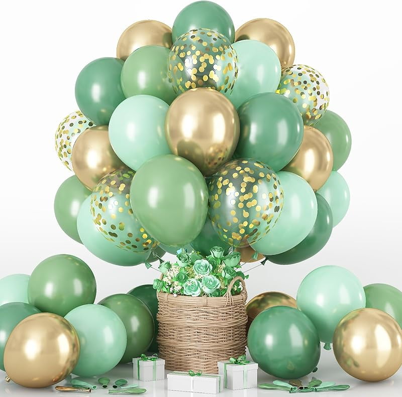 Dusty Blue Balloon Set, 60Pcs 12 Inch Slate Baby Blue White Sand Latex Balloon with Metallic ...