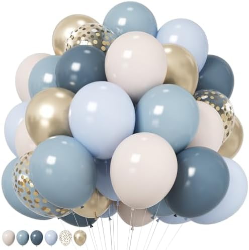 Dusty Blue Balloons 12 Inch Pastel Fog Blue Slate White Sand Metallic ...