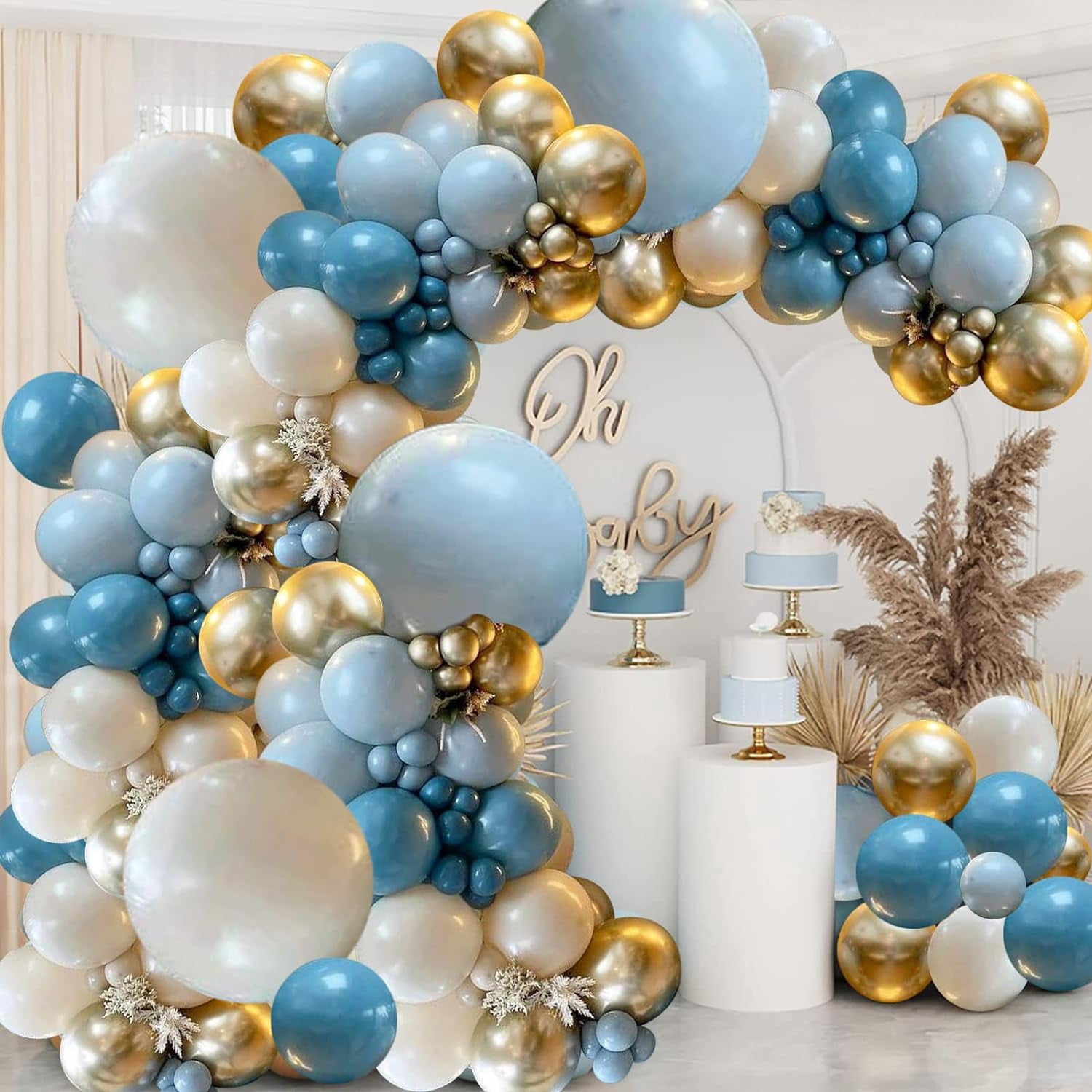 Dusty Blue Balloons Garland Kit, Fog Blue Royal Blue Pastel Blue Sand ...