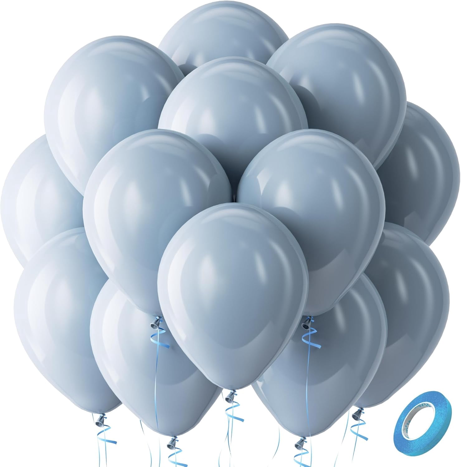 Dusty Blue Balloons Latex Party Balloons - 100 Pack 12 inch Round ...