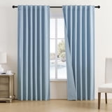 Dusty Blue Blackout Linen Curtain Panels 84 Inch Length 2 Panels Set ...