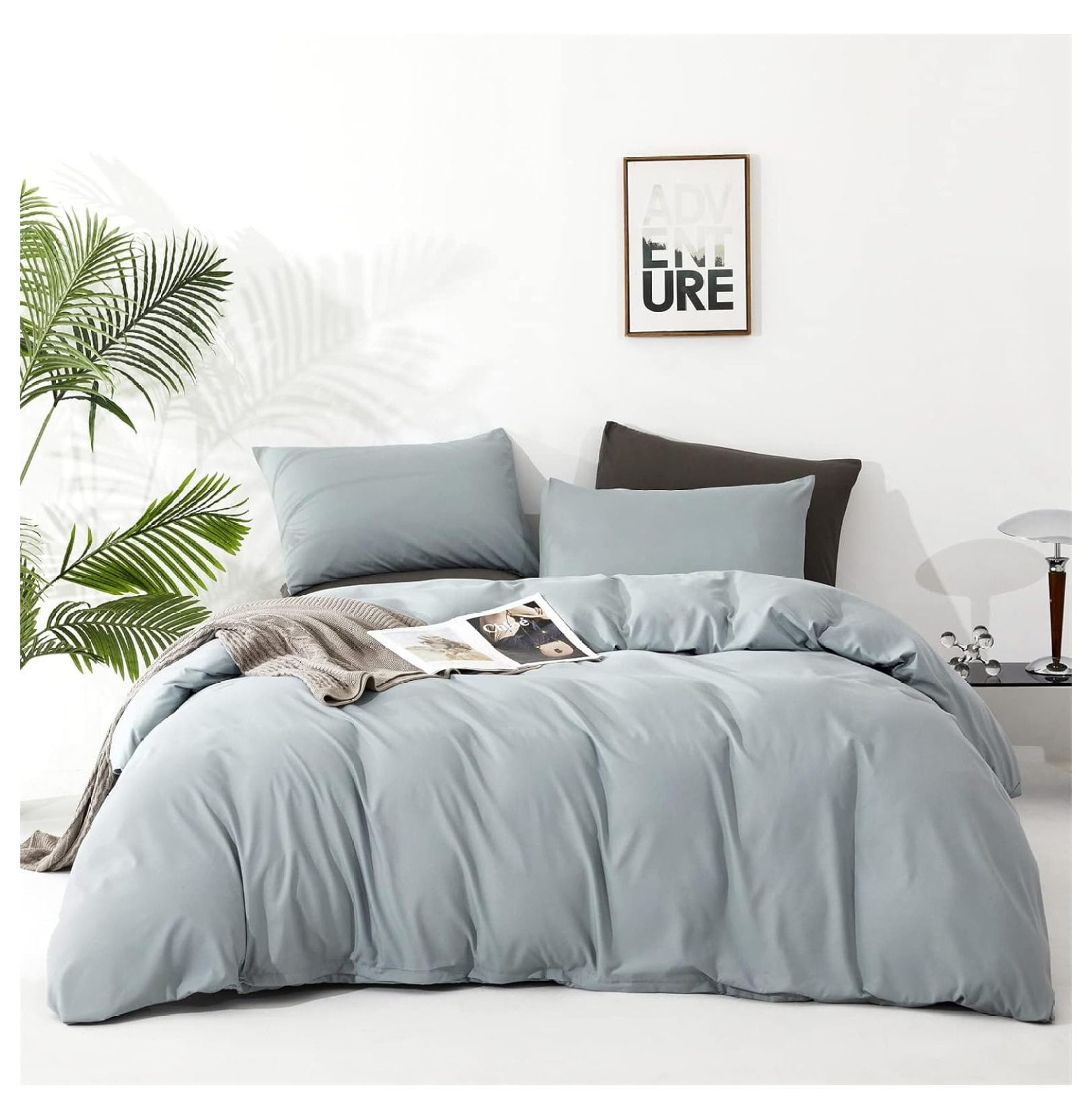 Dusty Blue Comforter Set Queen Size Blue Comforter 3 Pieces Blue Color ...