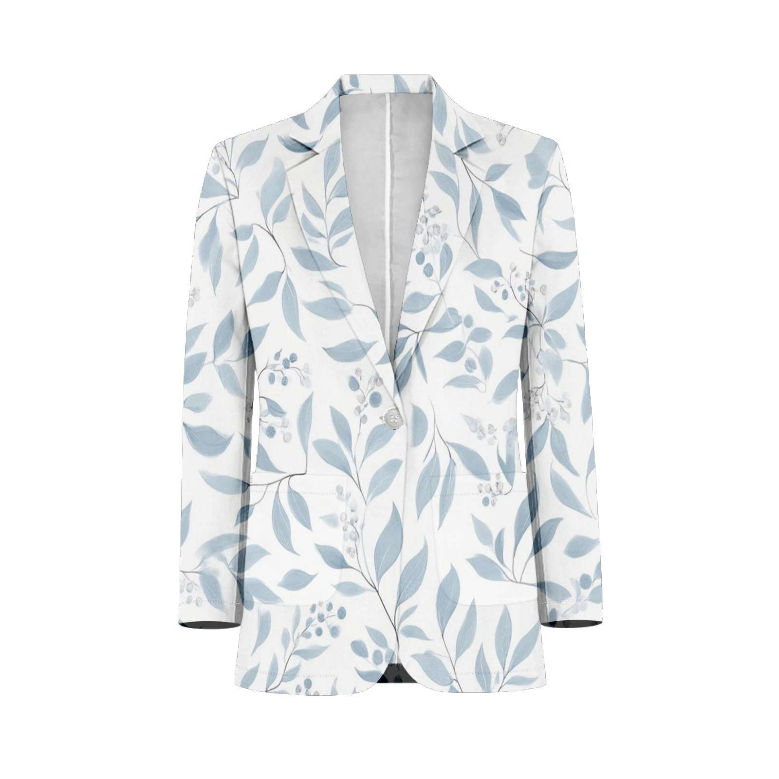 Dusty Blue Floral Leaf Pattern Customized Men's Suits full man Shawl ...