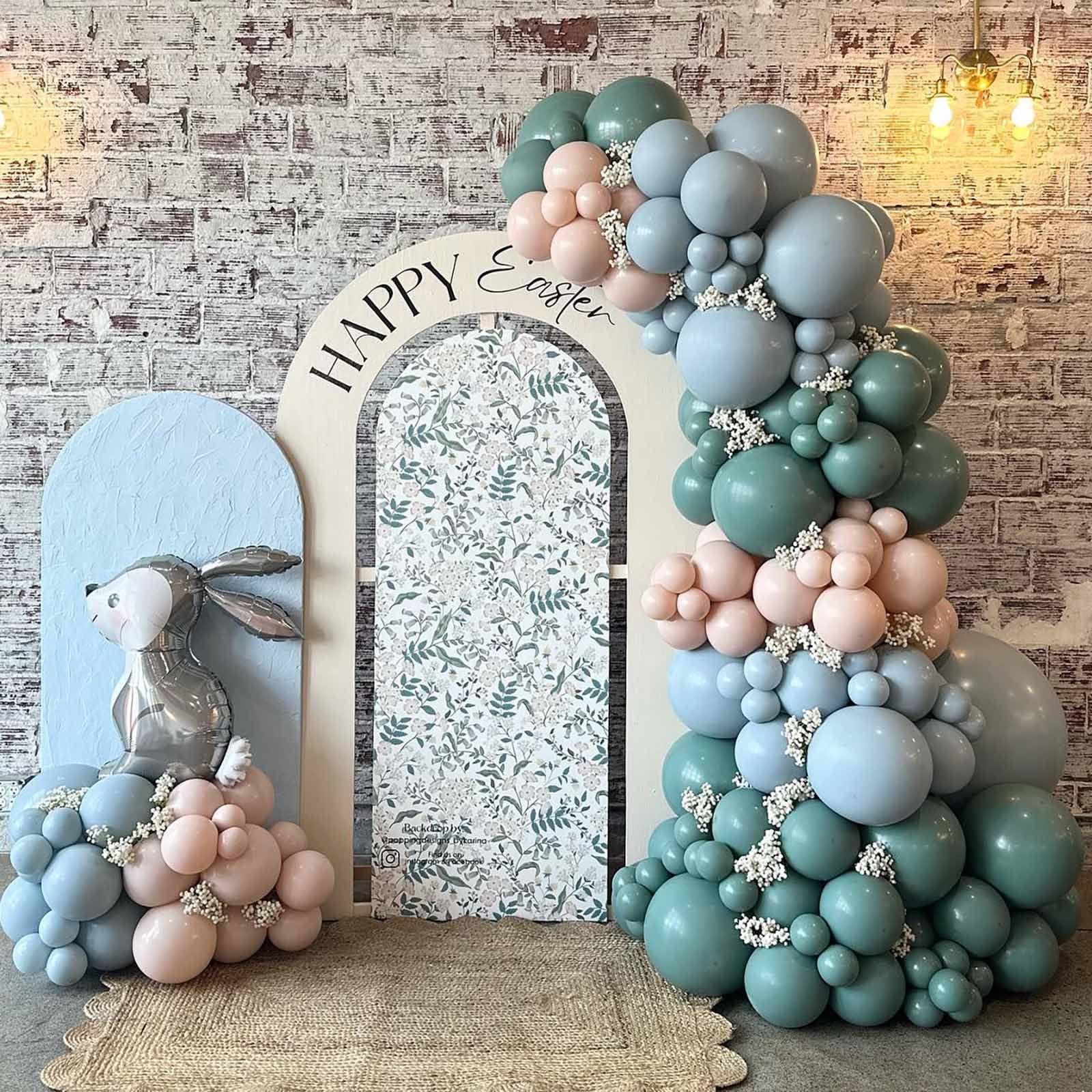 Dusty Blue Green Balloon Garland Arch Kit, Ash Mist Green Haze Fog Blue ...