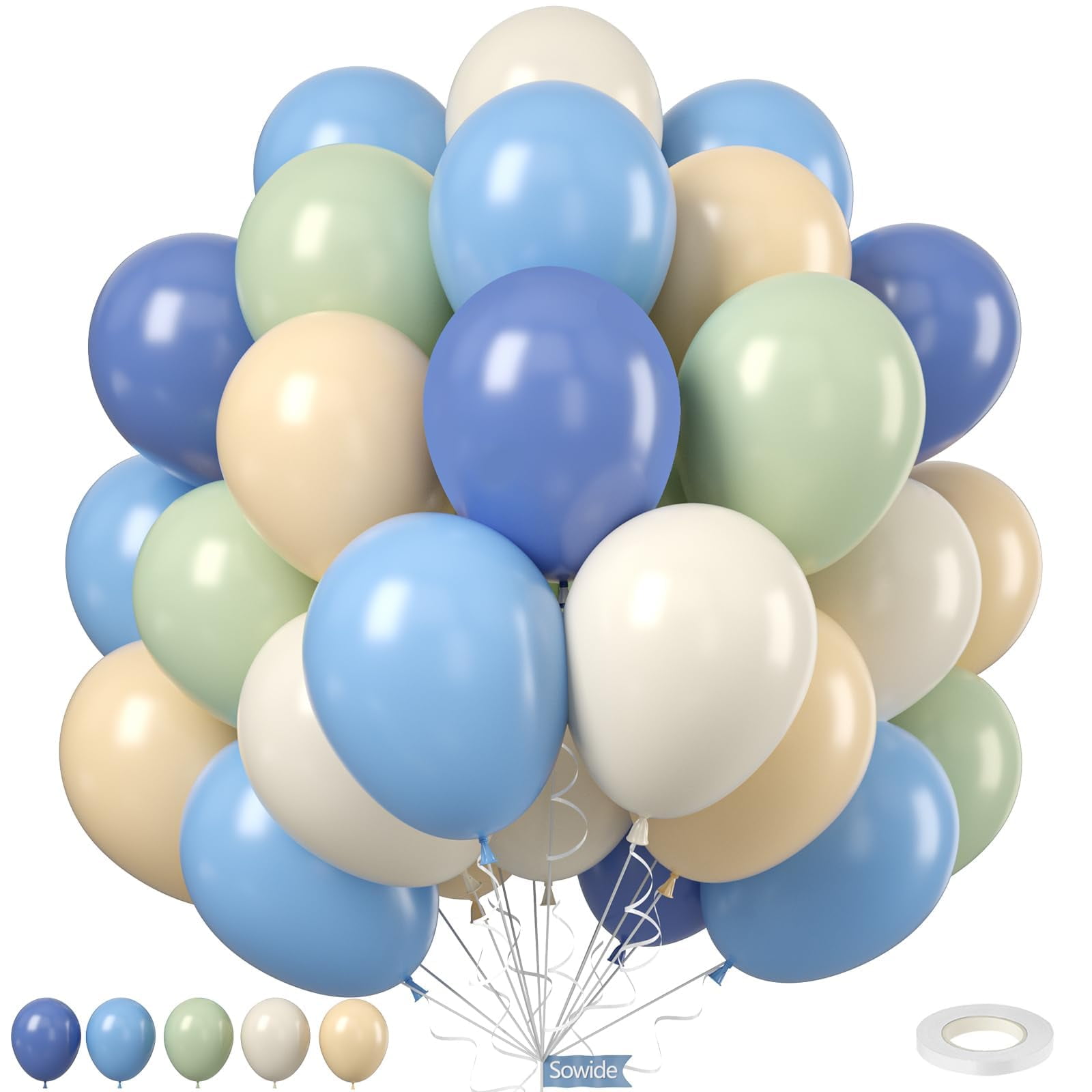 Dusty Blue Green Balloons, MMF7 12 Inchs Light Green Sand White Latex ...