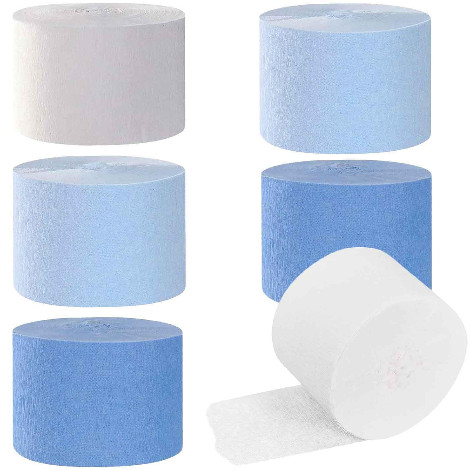 Dusty Blue Light Blue White Crepe Paper Streamers, 6 Rolls 82 Feet per ...