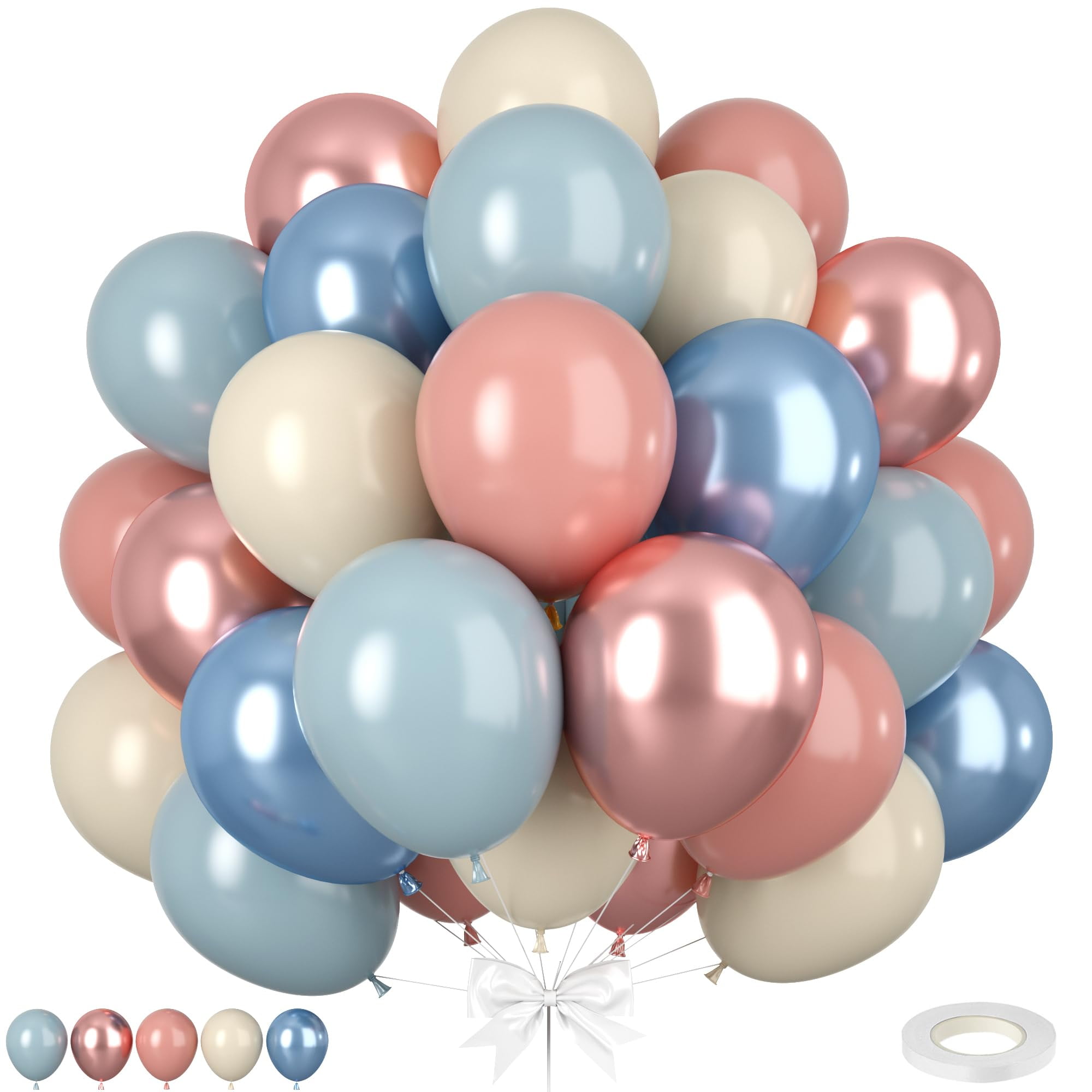Dusty Blue and Pink Balloons, 50pcs Retro Pink and Blue Balloons, Rose ...