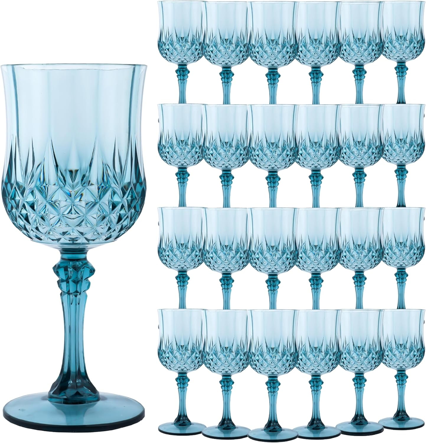Dusty Blue Plastic Wine Glasses，Plastic Goblets Vintage Style Cordial ...