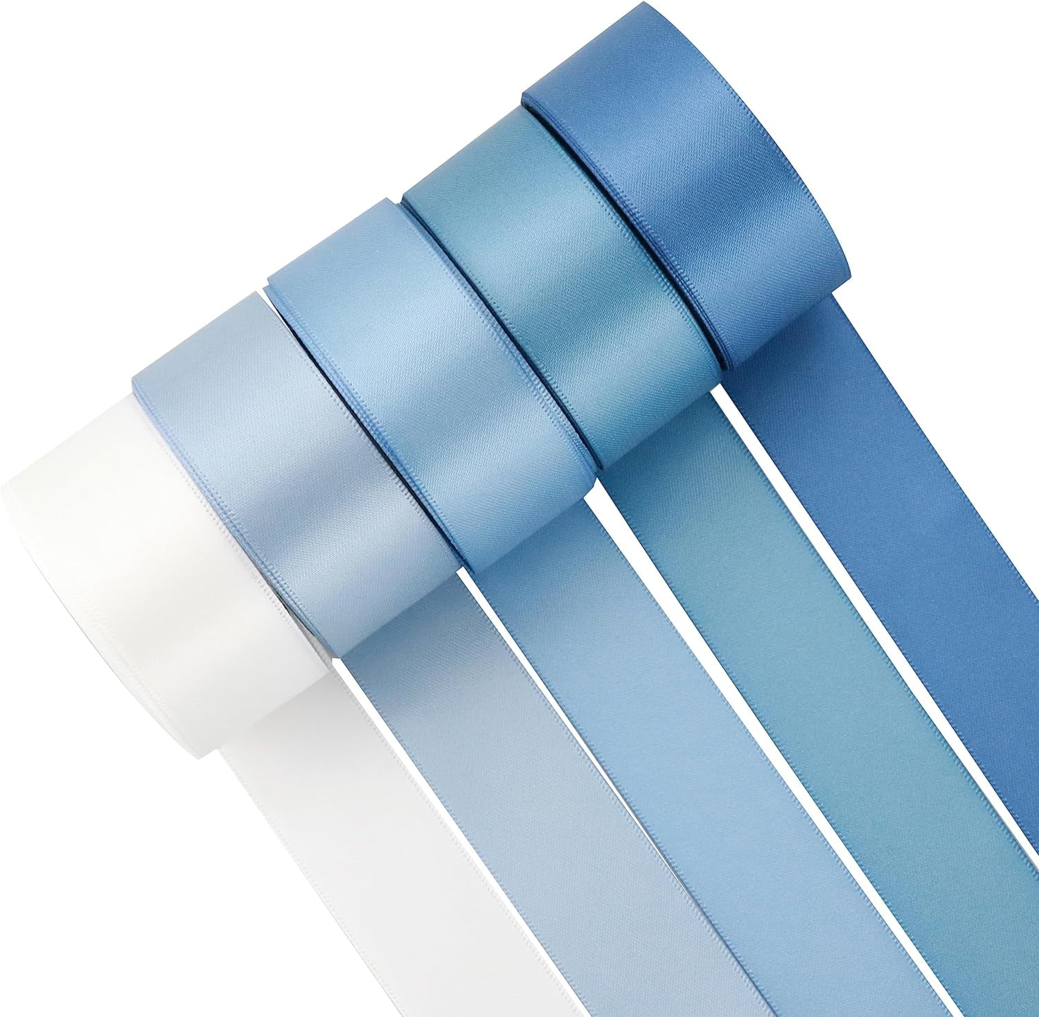 Dusty Blue Ribbon 1 Inch Satin Ribbon 5 Rolls Assortment French Blue ...