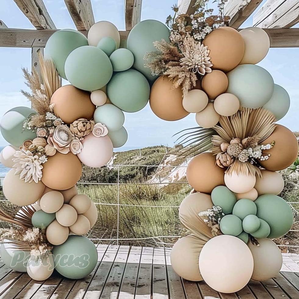 Dusty Green Tan Balloon MMF7 Garland Double Stuffed Pastel Light Sage ...