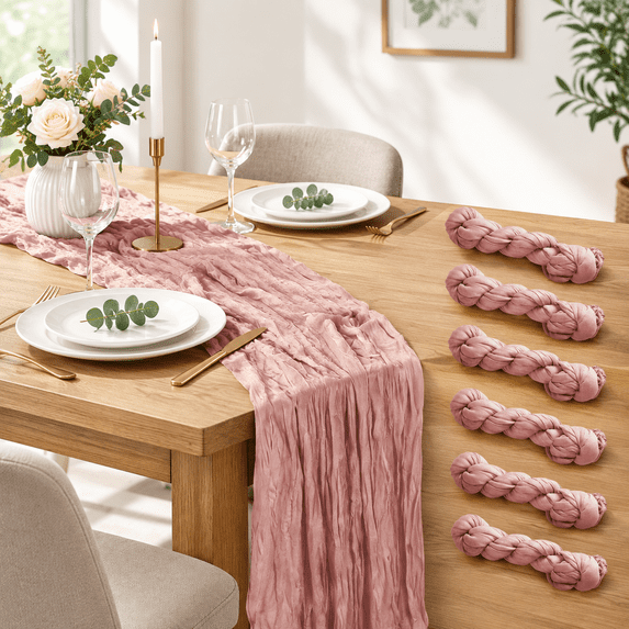 Dusty Pink 6 Pack 17 x 108 Inch Cheesecloth Gauze Table Runners for ...