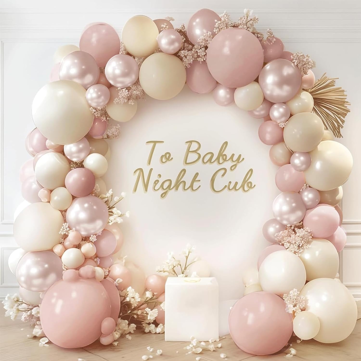 Dusty Pink Balloons Garland Arch Kit, Double Stuffed White Pearl ...