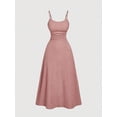 Dusty Pink Ribbed Spaghetti Strap Fit & Flare Midi Dress For Women ...