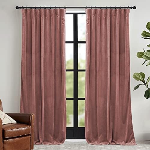 Dusty Pink Velvet Curtains 108 inch, Darkening Window Curtains for ...