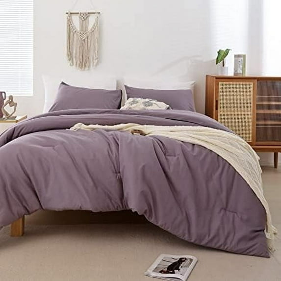 Dusty Purple Comforter Set Queen, 3pcs (1 Boho Comforter & 2 ...