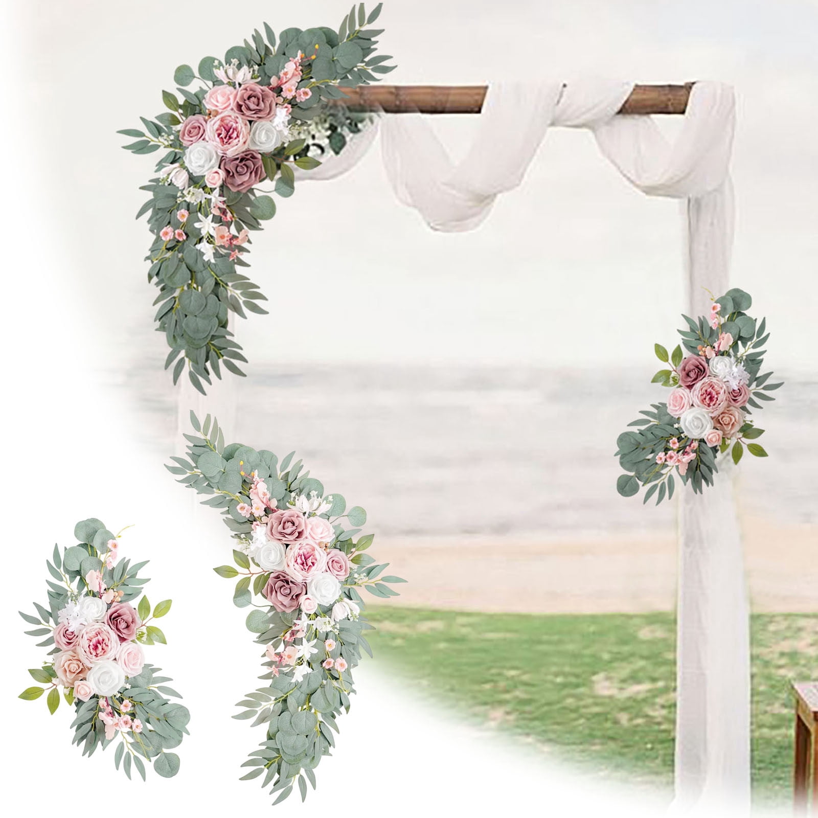 Dusty Rose Artificial Flower Swag - Silk Wedding Arch Flowers (Set of 1 ...