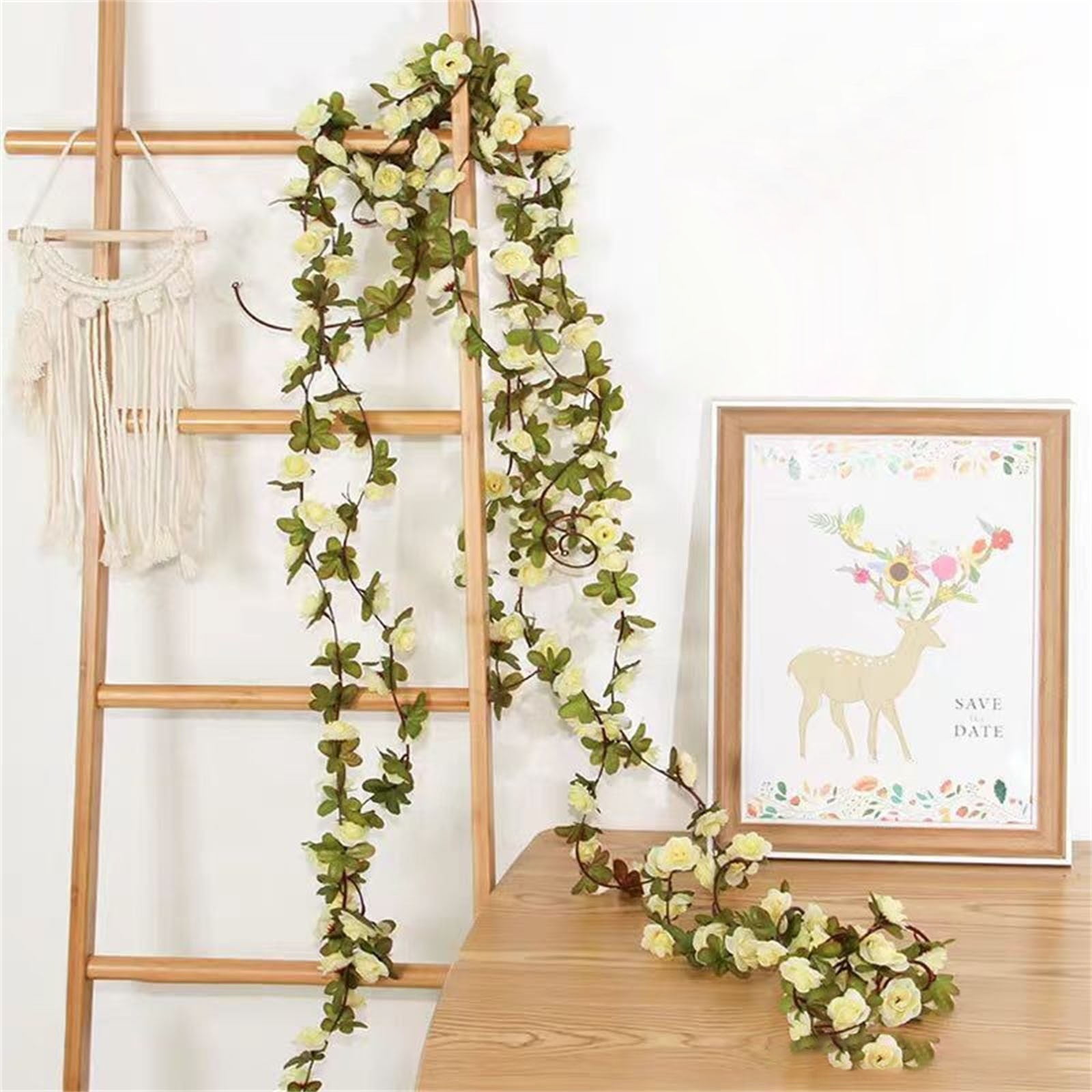 Dusty Rose Artificial Rose Peony Garland, Silk Hanging Vine Decor for ...