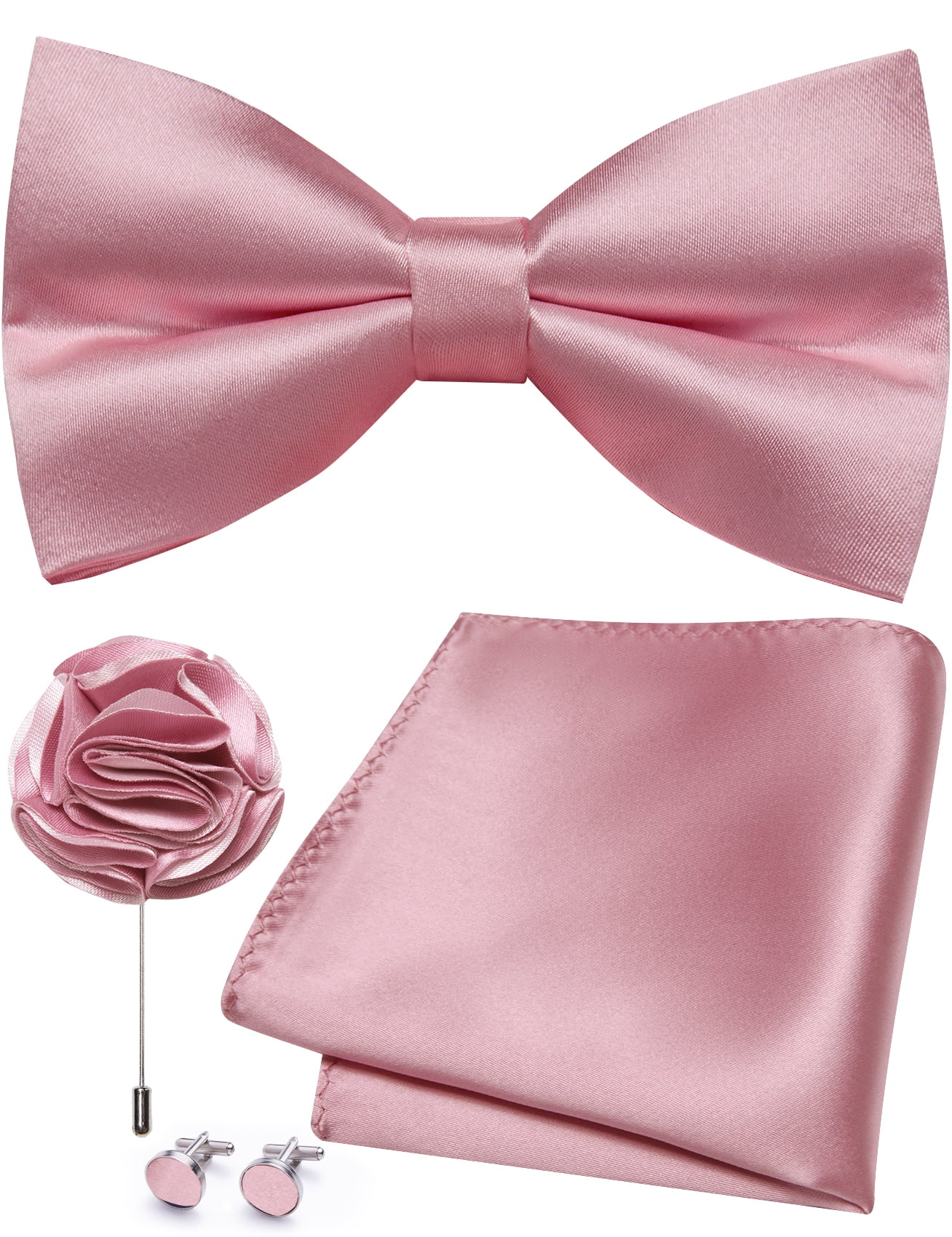 Barry Wang Dusty Rose Bow Ties for Men, 4PCS Set, Pre-tied Silk Bowtie ...