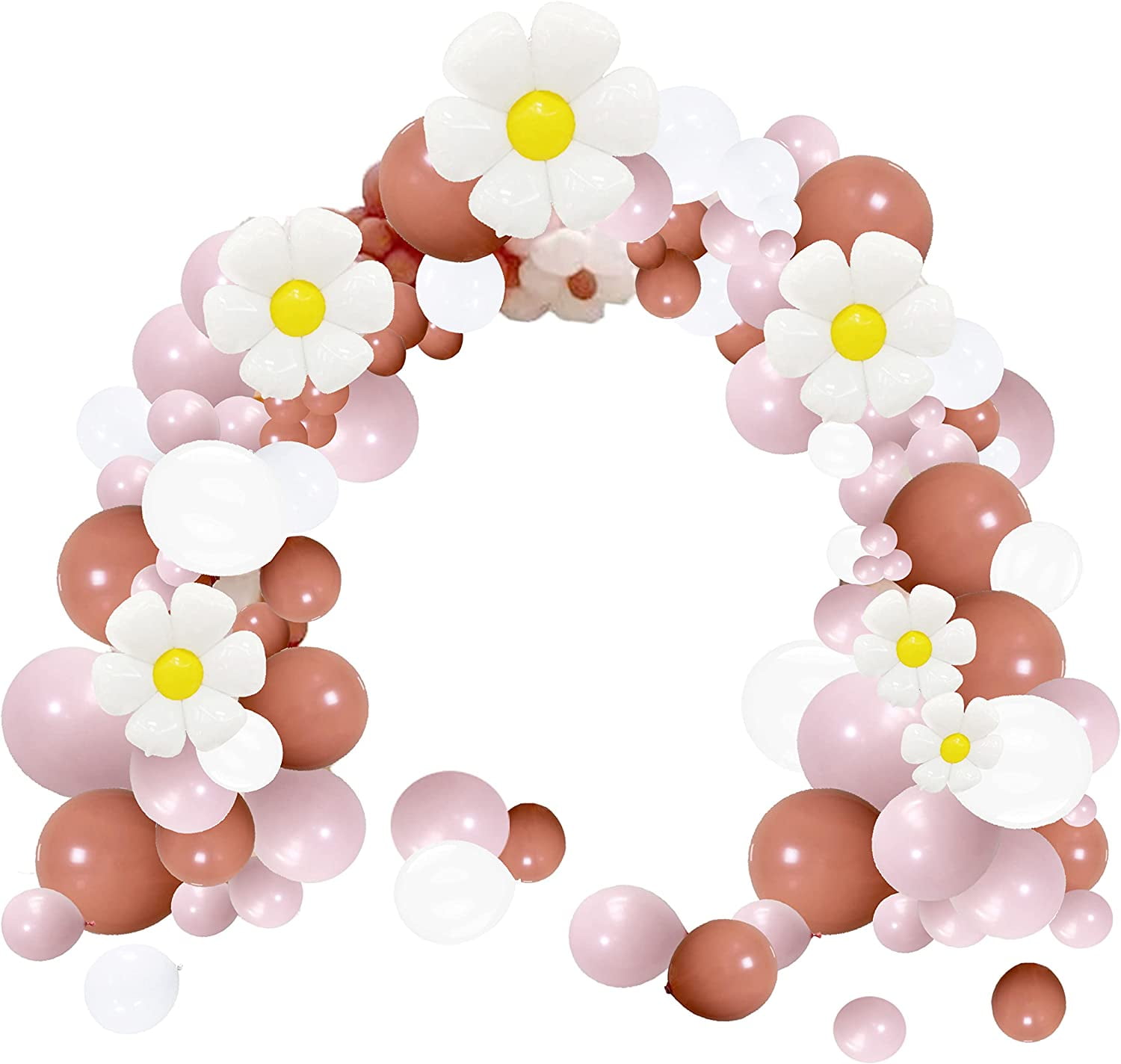 Dusty Rose Daisy Balloons 103-Piece Kit - Flower Birthday Decorations ...