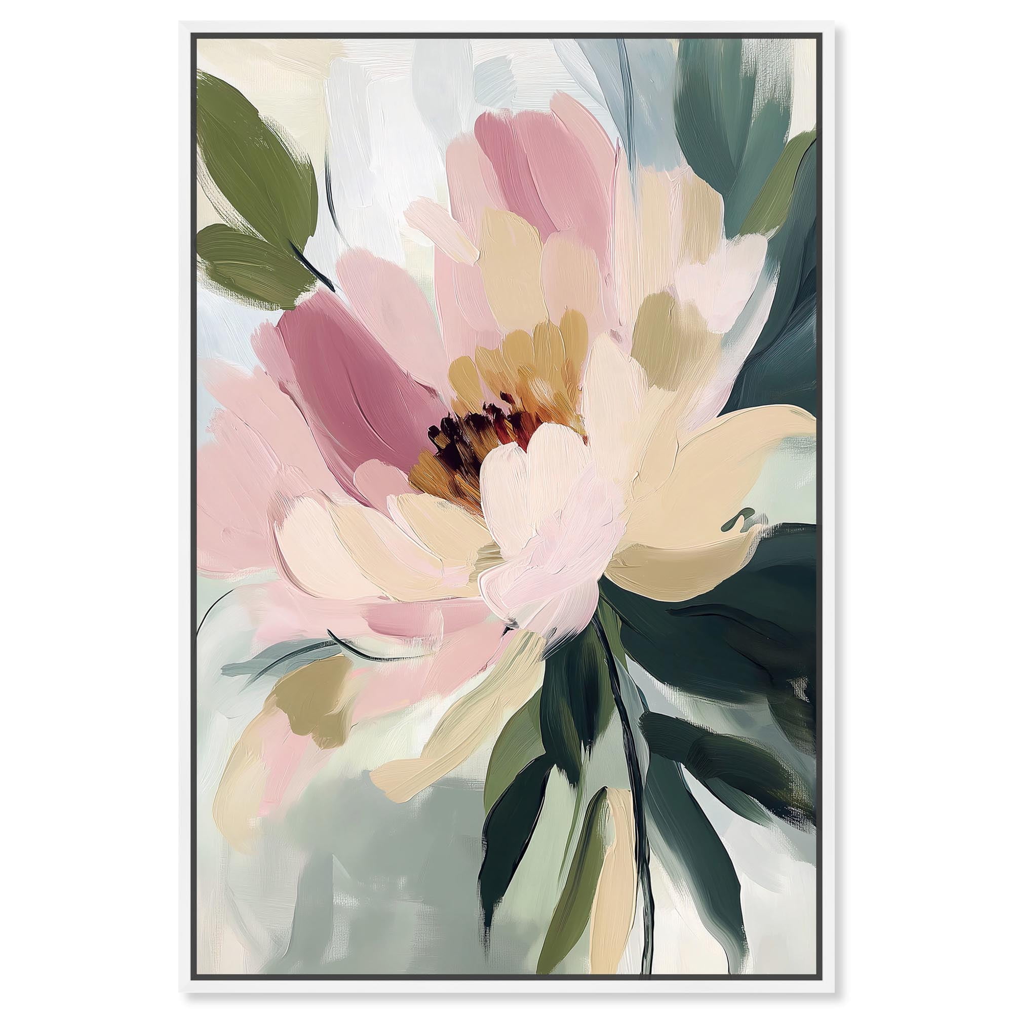 Dusty Rose Harmony Canvas Luxury Floral Art by Art Remedy, White Frame, 10" x 15" - Walmart.com