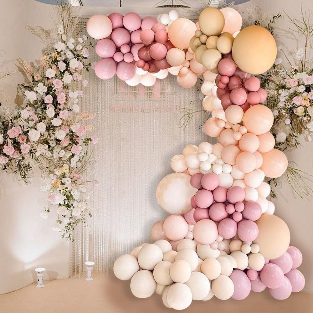 Dusty Rose Pink Balloons Garland Kit,Pink BSL1 Ivory White Boho Latex ...