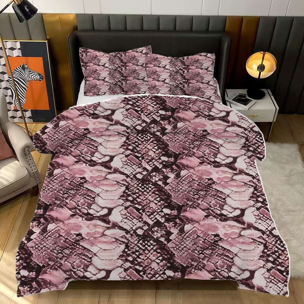 Dusty Rose Snakeskin Fabric Texture Comforter Set Twin Size Bedding Set ...