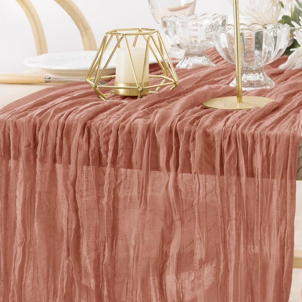 Dusty Rose Table Runner Cheesecloth Summer Boho Gauze Rustic Cheese ...
