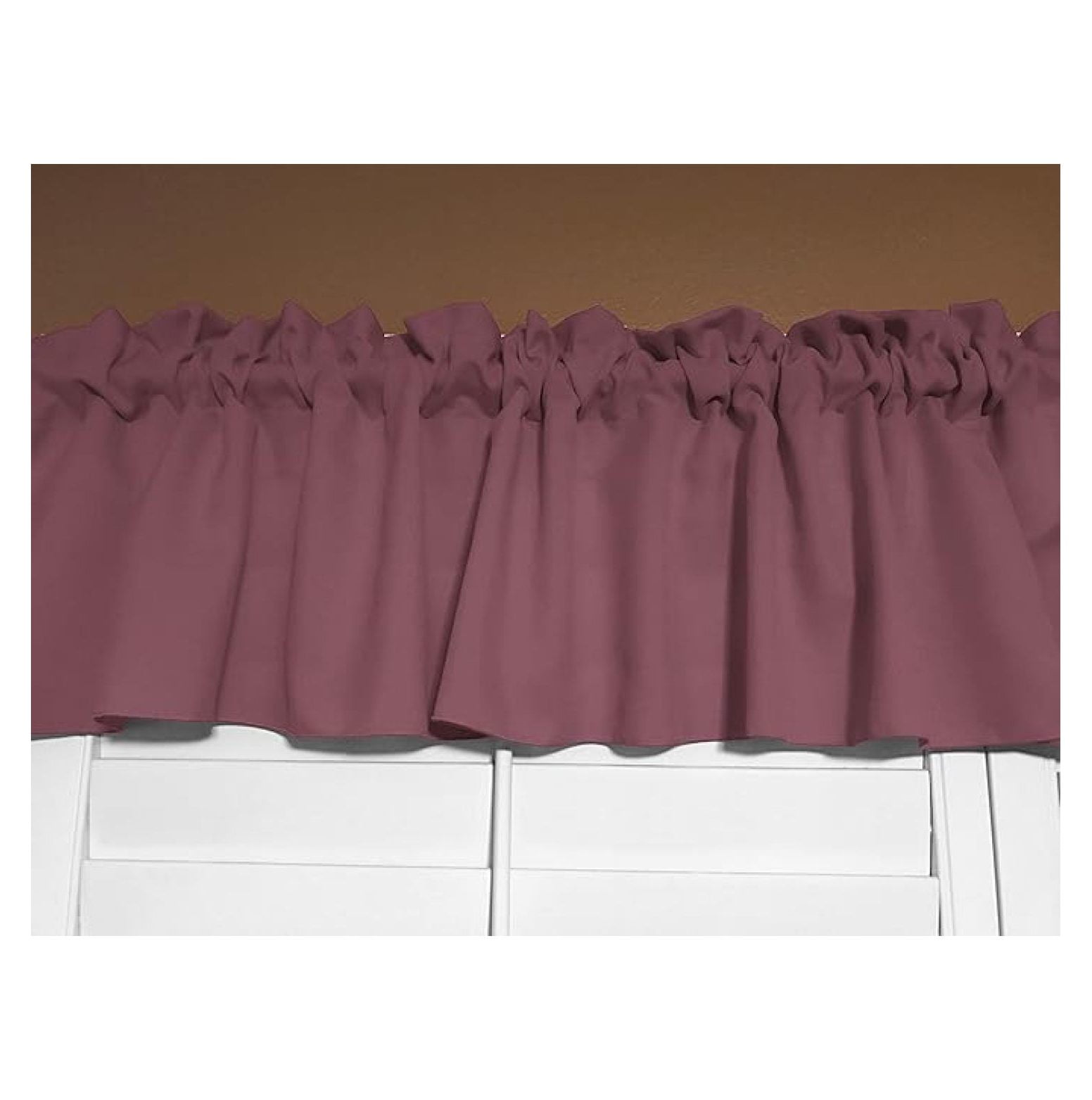 Dusty Rose Window Valance 58" Wide - Solid Poplin Kitchen Curtains 14 ...
