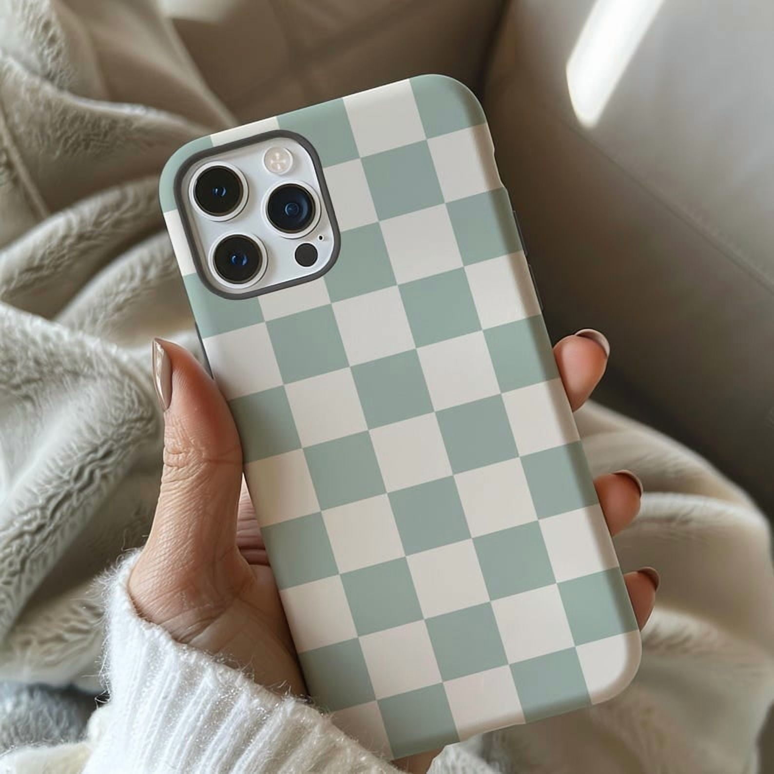Dusty Teal and Beige Checkered Pattern, Trendy Boho Aesthetic P374 ...