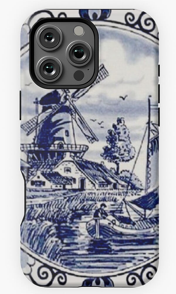 Dutch Blue Delft Windmill Phone Case for iPhone 16 15 14 13 12 11 Pro ...
