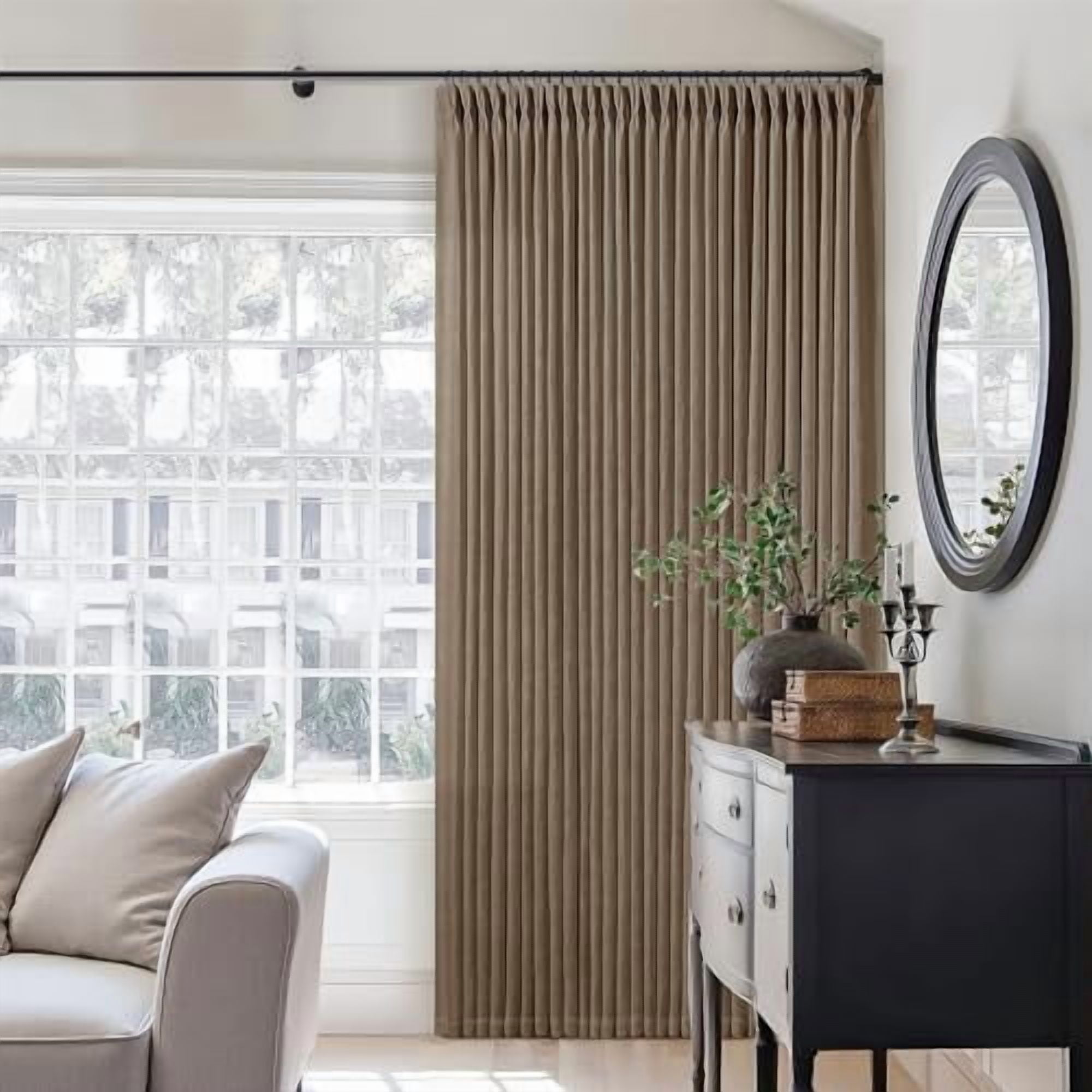 Dutch Cocoa 90 Inch Linen Curtains Pinch Pleated for Living Room ...