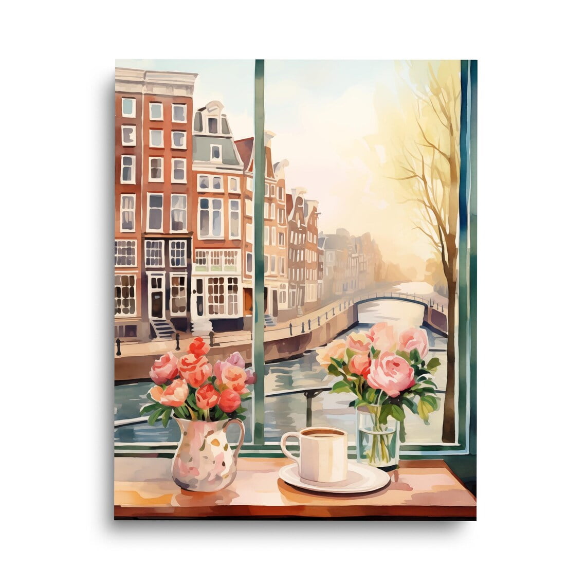 Dutch Coffee Shop Print, Rotterdam Canal View Art, Netherlands Kitchen ...