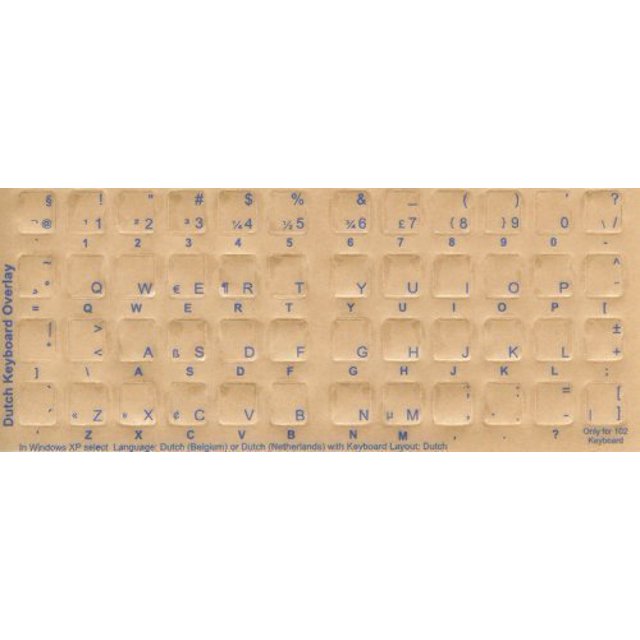 Dutch Keyboard Stickers - Labels - Overlays with Blue Characters for ...