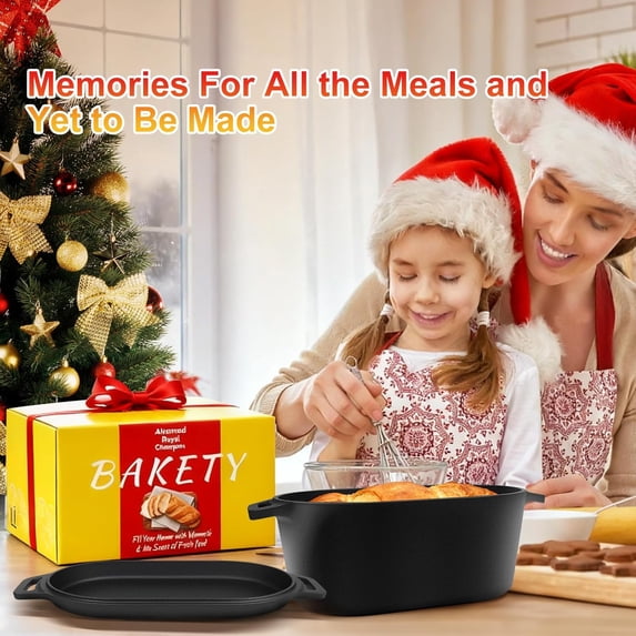 Dutch Oven for Bread Baking, 3.6QT Oval Cast Iron Bread Loaf Pan with ...