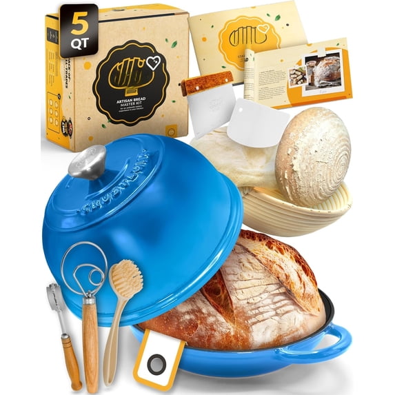 Dutch Oven Bread Baking - 5QT Enamel Bread-Dome - incl Sourdough Bread ...