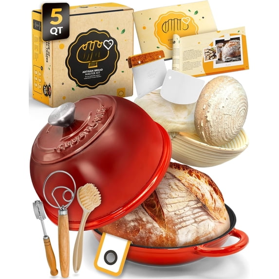 Dutch Oven Bread Baking - 5QT Enamel Bread-Oven - incl Sourdough Bread ...