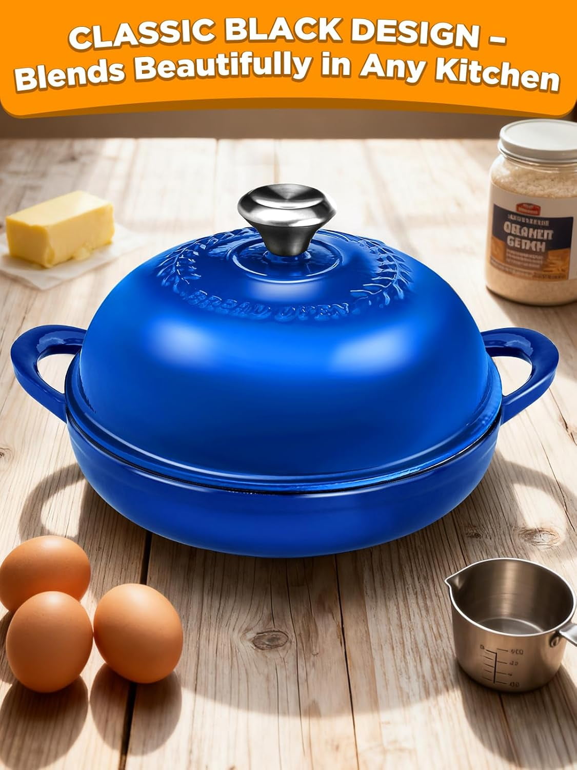 Dutch Oven Bread Baking Pot with Lid 6QT Enameled Cast Iron Oven ...