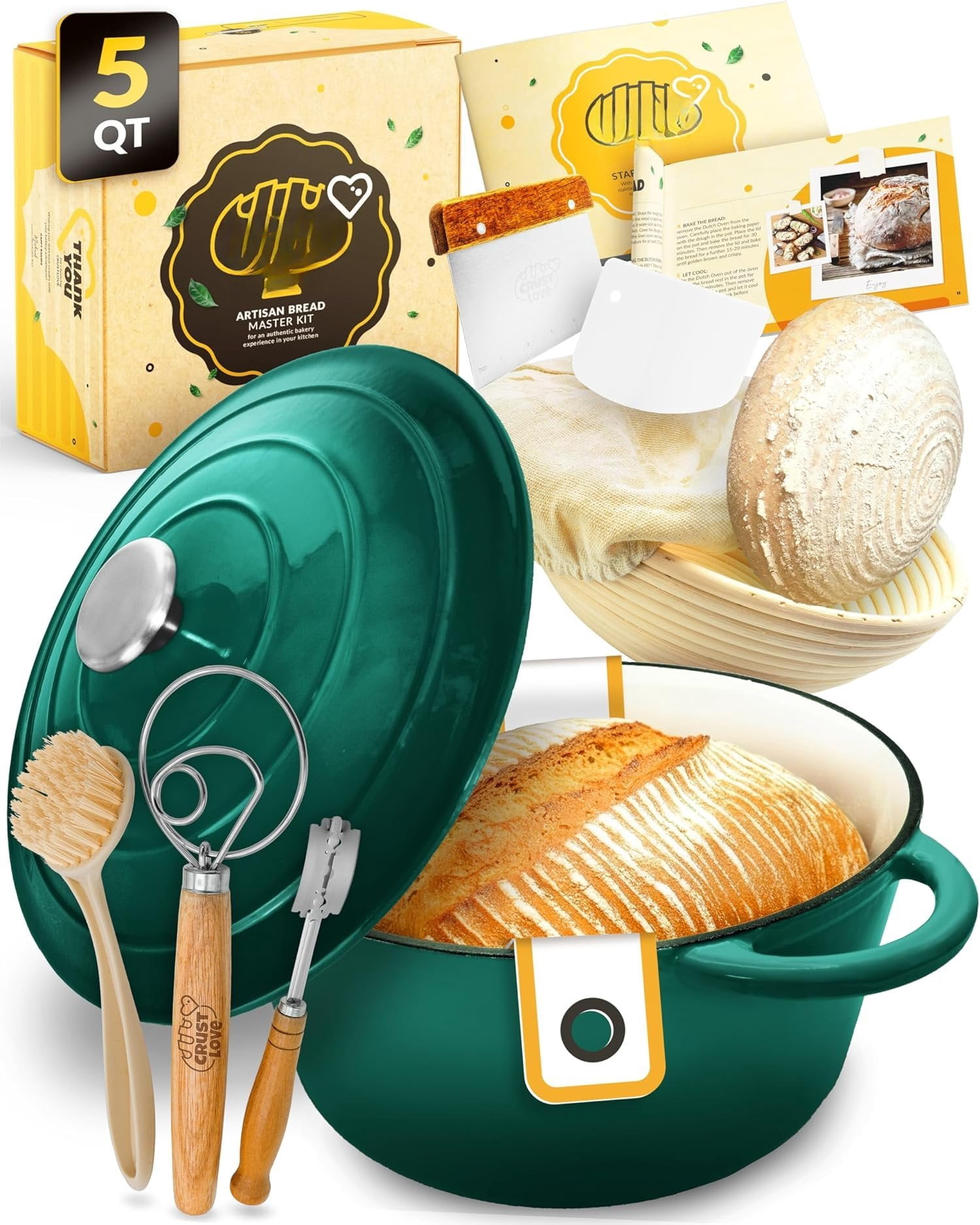 Dutch Oven for Bread Baking - incl. Sourdough Bread-Baking Supplies ...