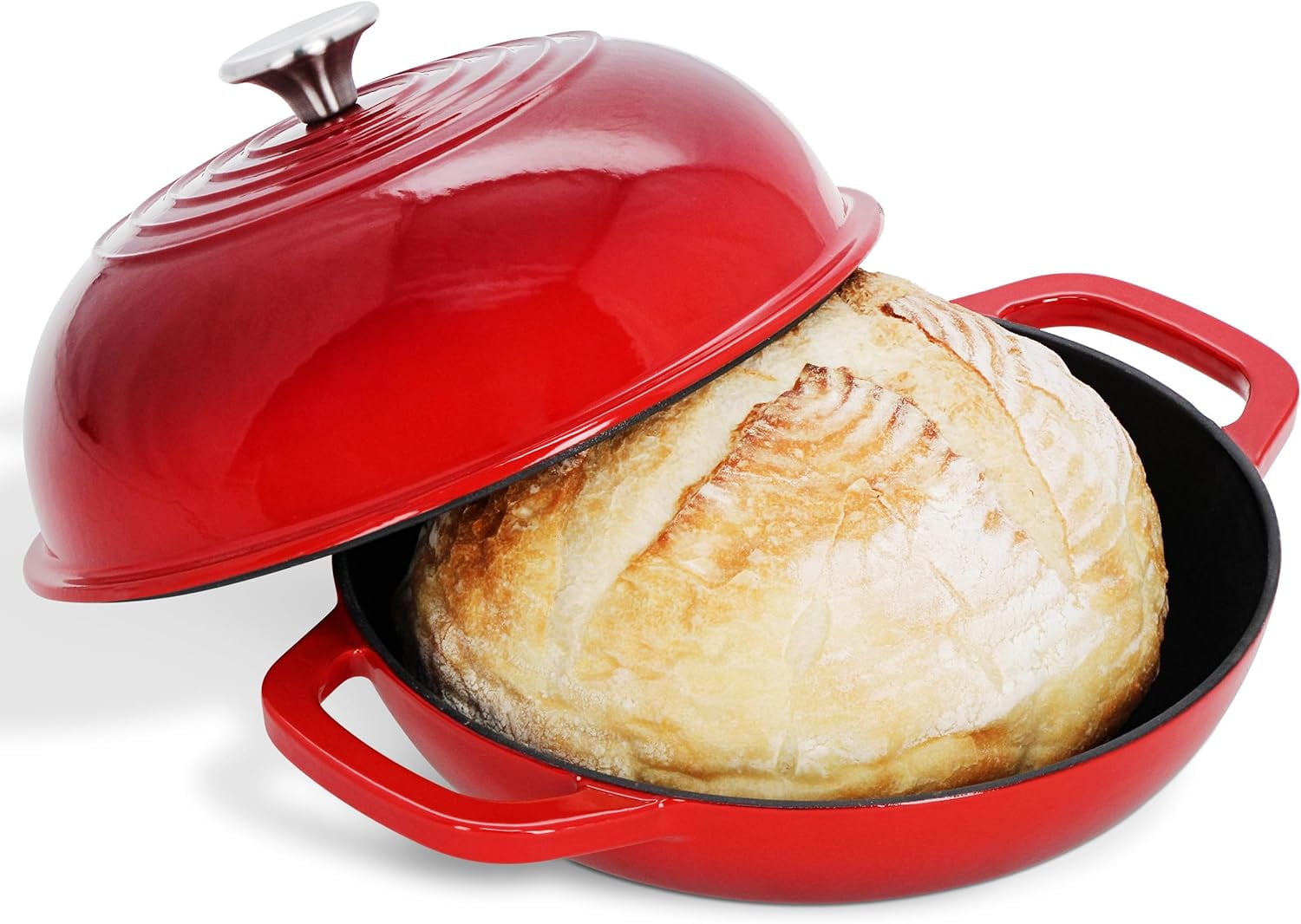 Dutch Oven for Sourdough Bread Baking - 10 Inch Red Enameled Cast Iron ...