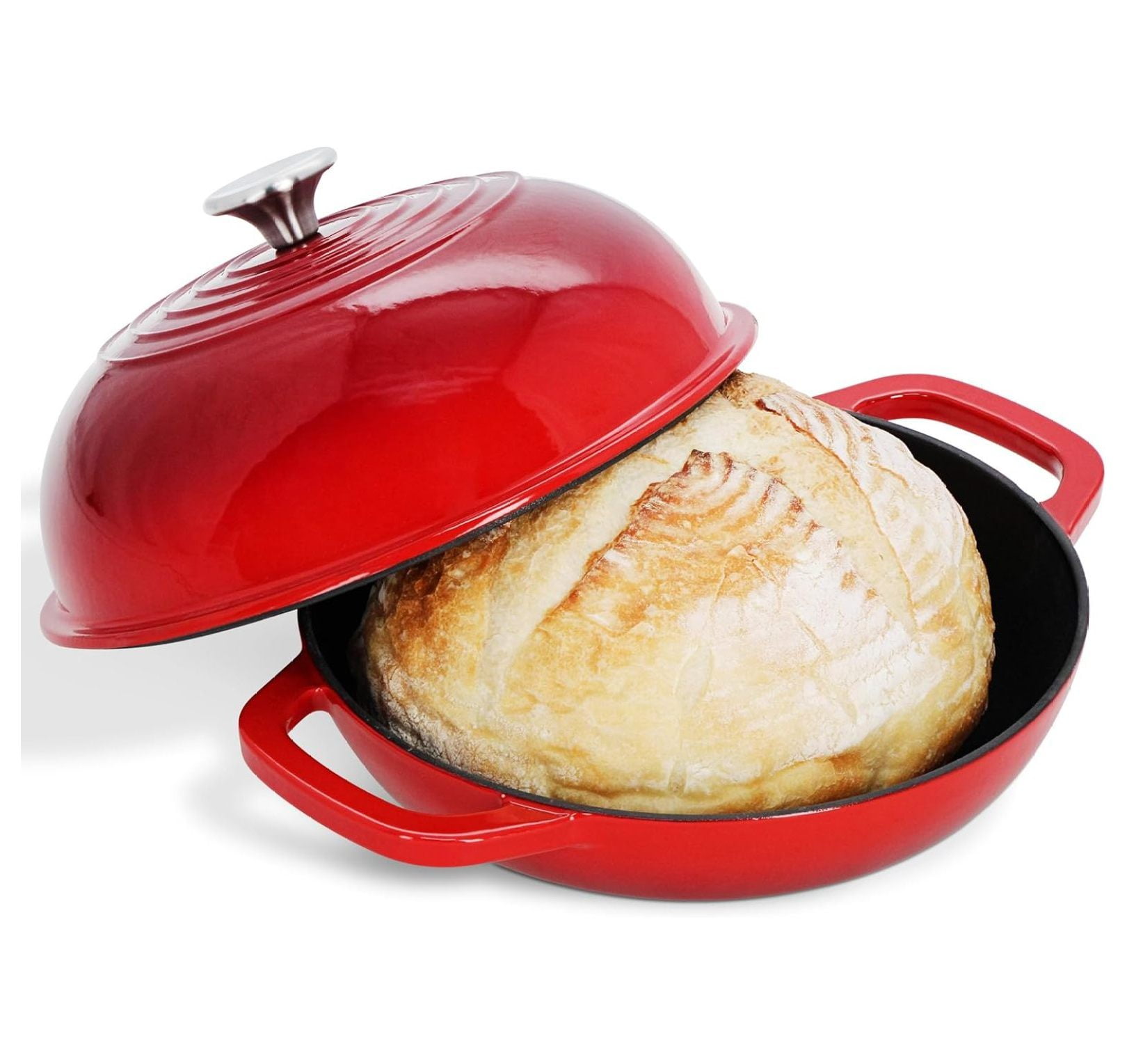 Dutch Oven for Sourdough Bread Baking - 10 Inch Red Enameled Cast Iron ...