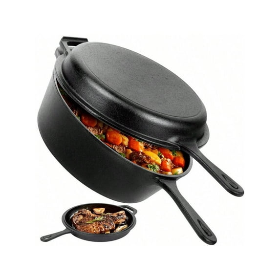 Dutch Oven and Skillet Combo 5 Quart Preseasoned Cast Iron Cookware Set ...